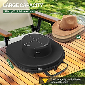 Cinati Hat Box for Travel-Crush Proof Hat Travel Case for Cowboy Hats Holder Storage Box Organizer Cap Carrier with Adjustable Carry Strap