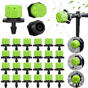 Kalolary 400Pcs Adjustable Irrigation Drippers Parts, 1/4 Inch Automatic Irrigation Anti-Clogging Emitters Micro Ffittings for 4mm/7mm Watering System Drippers Garden Supplies(Green)