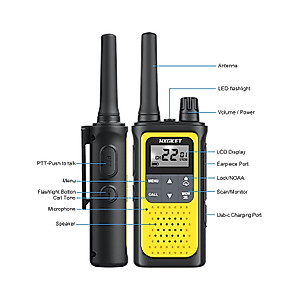 NXGKET Walkie Talkies for Adults Long Rang NOAA Weather Alerts, Rechargeable Walkie Talkies 2 Way Radio 22 FRS Channel with 1800mAh Li-ion Battery Charger USB-C Cable Outdoor Cruises Camping, 4 Pack