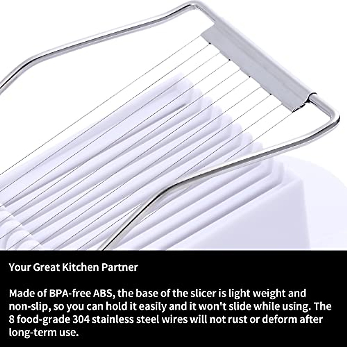 2 Pack Luncheon Meat Slicer, Egg Slicers,Stainless Steel Wire, Cuts 10 Slices for Eggs, Hams, Avocados, Bananas, Onions, Soft Food and Fruits (White)