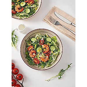 Sweese Pasta Bowls, 30 Ounce Salad Bowls, Neutral Serving Bowls, Pasta Bowls Set of 6, 8.3 Inch Porcelain Plate Bowls