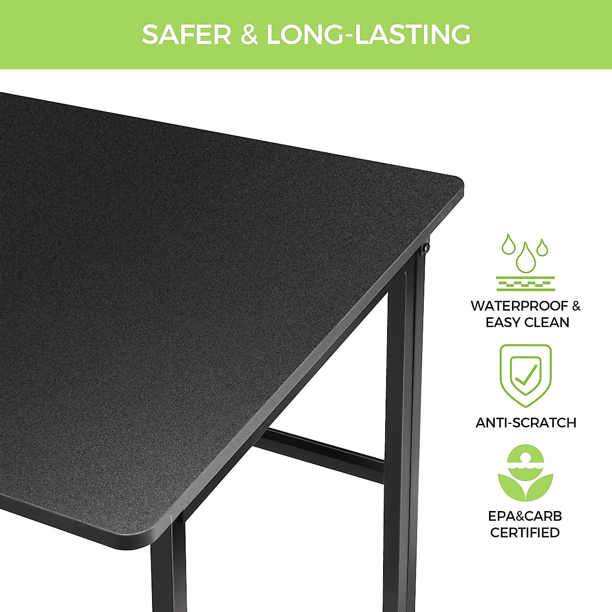 Eureka Ergonomic 43.2 inch Folding Computer Desk, Foldable Table, No Assembly for Home Office Writing PC Study, Portable, Adjustable, Black