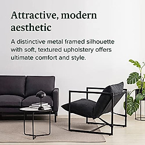 ZINUS Aidan Sling Accent Chair / Metal Framed Armchair with Shredded Foam Cushioning, Black