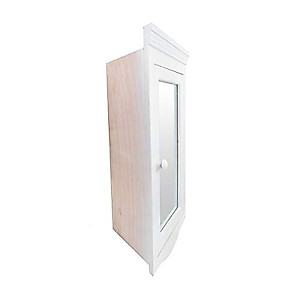 Renovators Supply Manufacturing White Corner Wall Mount Medicine Cabinet with Mirror Wooden Bathroom Storage 27 x 20 Inches Double Shelf Storage Cabinet Pre-Assembled Recessed Door with Hardware