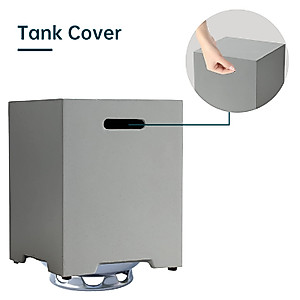 HOMPUS Outdoor Fountain Propane Fire Pit 50,000 BTU 29.3-inch Round Concrete Gas Fire Table Smokeless Firepit with Tank Cover,Wind Gurad,Glass Stone and Rain Cover for Garden,Deck,Backyard