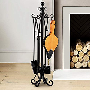 TJ.MOREE Fireplace Bellows Indoor 19"x 8" Large Wood Fire Blower with Hanging Strap, Long Handle, Metal Nozzle, Great Tool for Fireplace, Fire Pit, Wood Stove, BBQ, Outdoor Camping