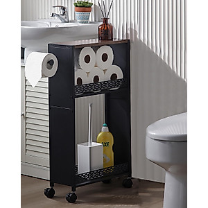 OhuaCason Toilet Paper Holder Stand for Small Bathroom Storage:Skinny Bathroom Storage Cabinet for Small Spaces Tiny Apartment