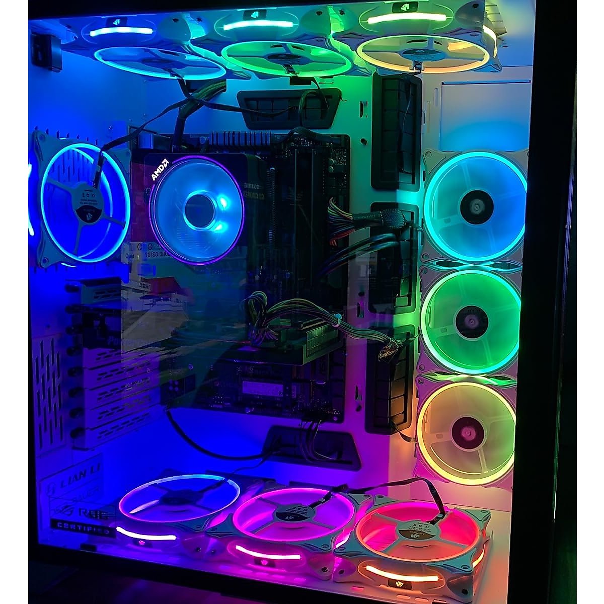 AsiaHorse FS-9002 Pro 120mm RGB Case Fan, 26 LED ARGB and Double LED Lingting Loops, 800-1800rpm Pwm Case Fan with 5V PWM Motherboard Sync/Analog Controller (3 Pack, White)