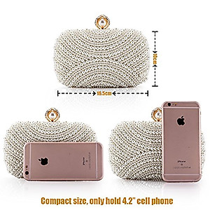 WPKLTMZ Womens Clutch Luxury Evening Bags Full Beaded Artificial Pearls Handbag for Wedding Parites Prom (A)