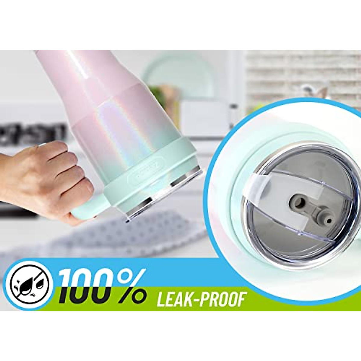 Zenbo 40 oz Tumbler With Handle,Lid and Straw | Stainless Steel Insulated Tumbler, Keeps Drinks Cold up to 34 Hours, Fit in Car Cup Holder, Dishwasher Safe and BPA Free