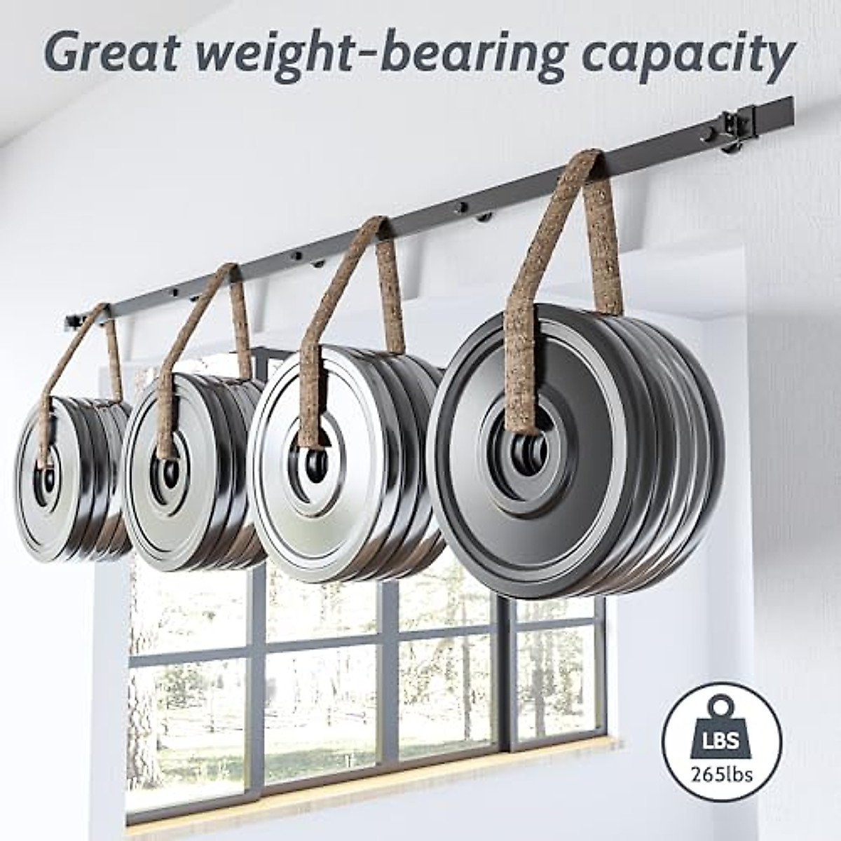 SANKEYTEW 6FT Barn Door Hardware Kit, Sliding Barn Door Hardware kit Heavy Duty, Lite Version- Combination Track Required- Easy to Install- Manual Included- Black (J-L-5)