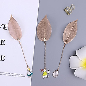 CHBC Handmade Lovely Metal Leaf Book Reading Student Stationery Cute Cartoon (Alice)