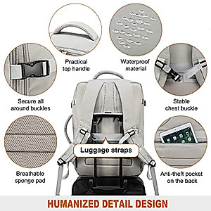 LOVEVOOK Carry on Backpack, 33L Large Travel Backpack for Women Airline Approved, Expandable Large Suitcase Backpacks With 4 Packing Cubes, Aer Travel Pack 3, Water Resistant Weekender Bag