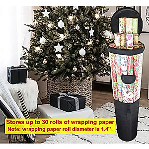 Freegrace Gift Wrap Organizer | Large 9" x 40.9" Wrapping Paper Rolls Storage Bag | Tearproof & Space Saving Under Bed Gift Bag Organization (Black)