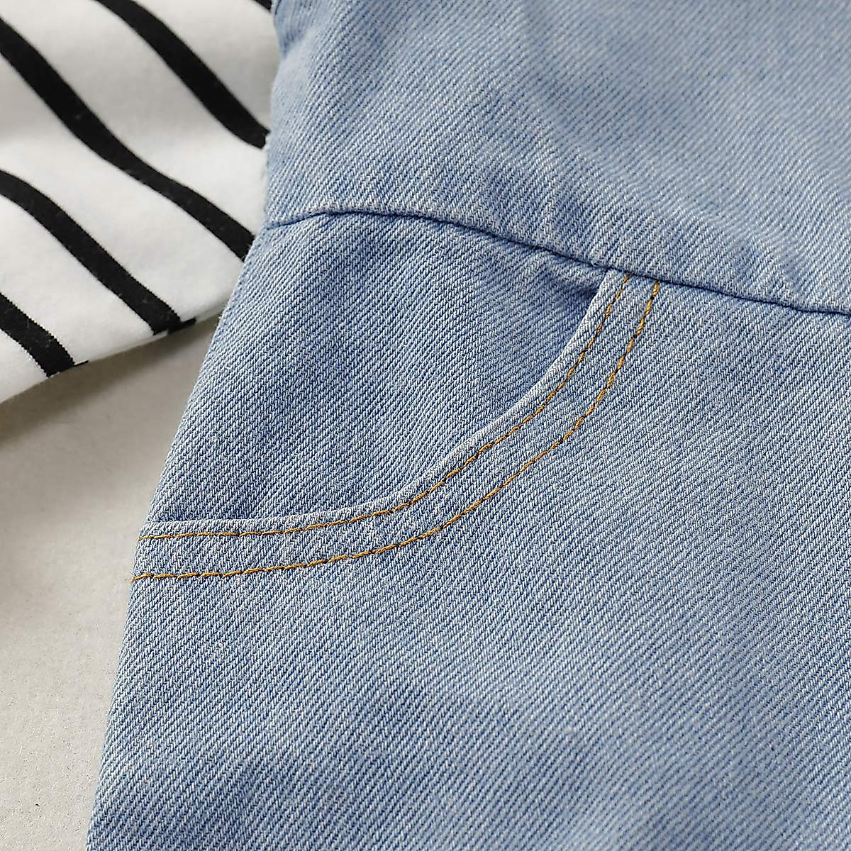 Newborn Baby Girl Clothes Infant Baby Fall Outfits Long Sleeve Stripe Shirt Denim Jumpsuit Romper Jean Overalls Baby Clothes 0-3 Months Unisex