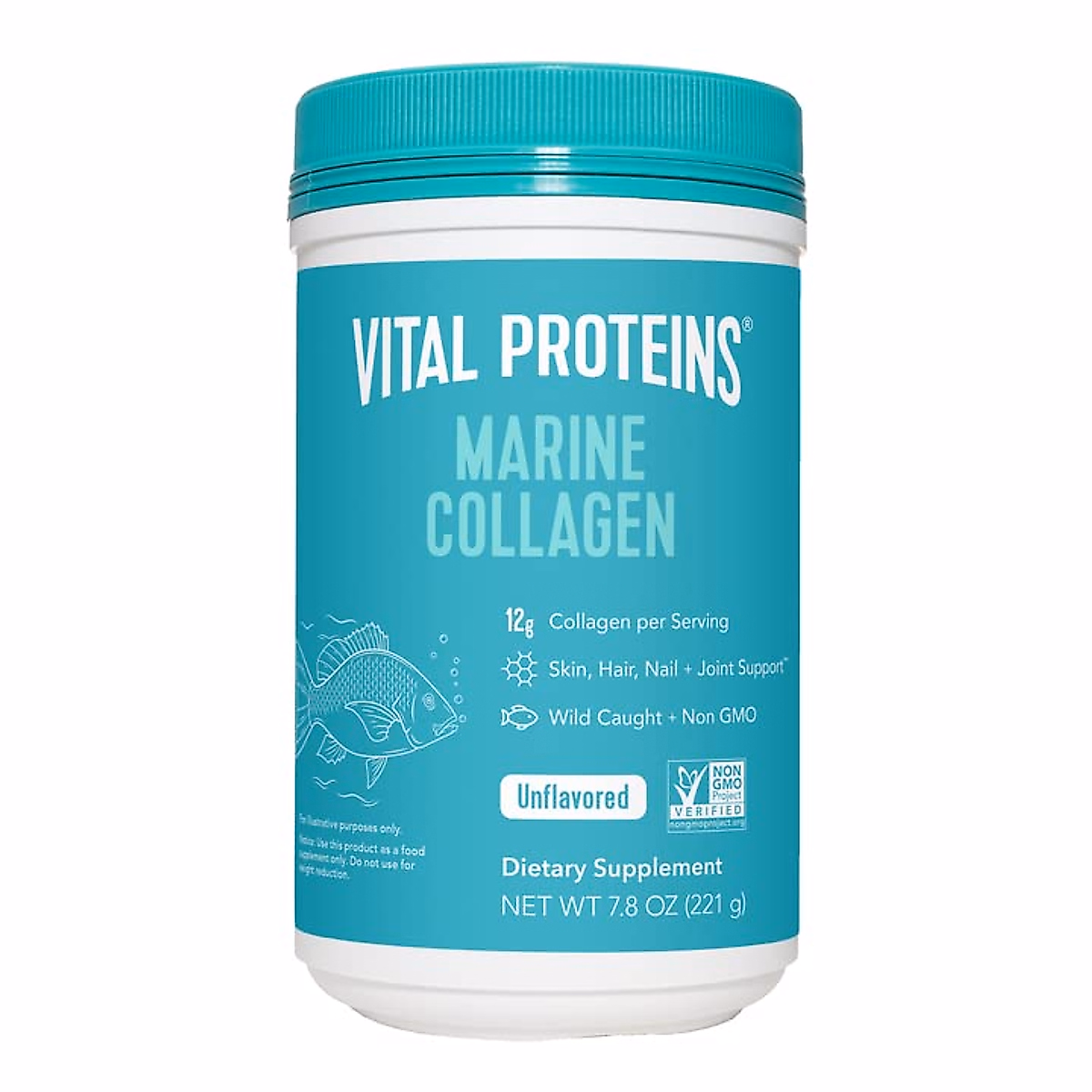 Vital Proteins Marine Collagen Peptides Powder Supplement 7.8 oz Canister + Stick Packs (10 g) (Box of 20)