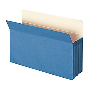 Smead File Pocket, Straight-Cut Tab, 5-1/4" Expansion, Legal Size, Blue, 10 per Box (74235)