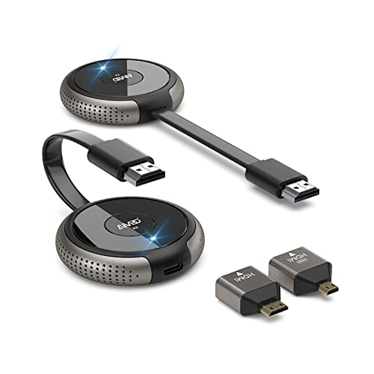 Wireless HDMI Transmitter and Receiver 2 Sets, TIMBOOTECH Casting 4K 5G Stable Signal Video/Audio Wireless HDMI Extender Kit for PC, Laptop, Camera, Blu-ray, Netfix, PS5 to Monitor, Projector, HDTV