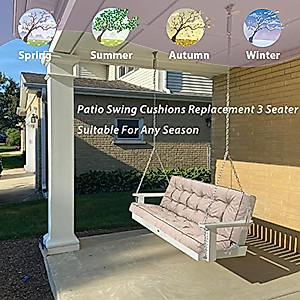 Dttra Swing Cushions 3 Seater Replacement, Waterproof Porch Swing Cushions, Thicken 5" Bench Cushions for Outdoor Furniture with Backrest, Patio Garden Backyard Loveseat Sofa Pads (Khaki 55 * 40in)