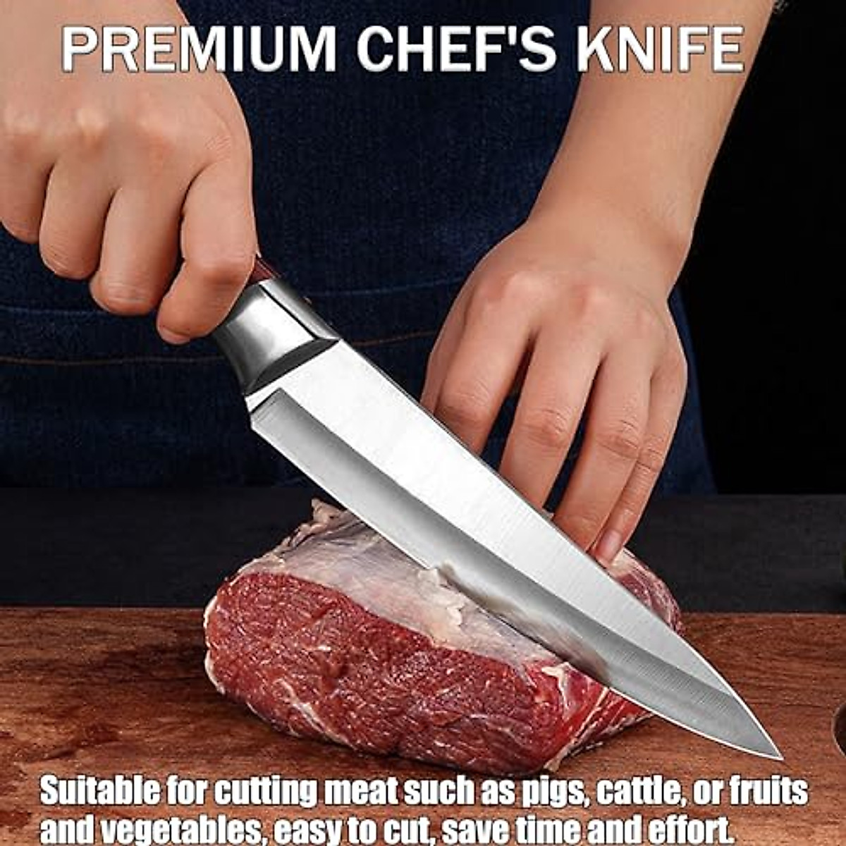 Magicorange Chef's Knife With Sheath Cover - Sharp Stainless Steel Knife - Fruit, Vegetable, Herbs And Meats Knife for Home Outdoor Camping BBQ(Chef's Knife)