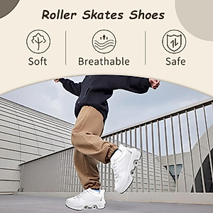 Deformation Roller Shoes Male and Female Skating Shoes Quad Roller Skates Kick Rollers Shoes Retractable Adults/Kids,Invisible Pulley Shoes Skates with Double-Row Outdoor Sneakers