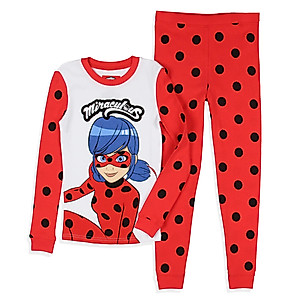 INTIMO Miraculous: Tales of Ladybug & Cat Noir Girls' Tight Fit Character Cartoon Sleep Pajama Set (8)