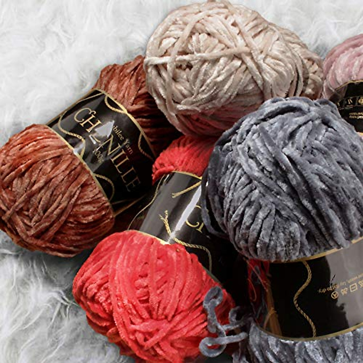 JubileeYarn Chenille Yarn - Worsted Weight - 100g/Skein - Topaz - 2 Skeins