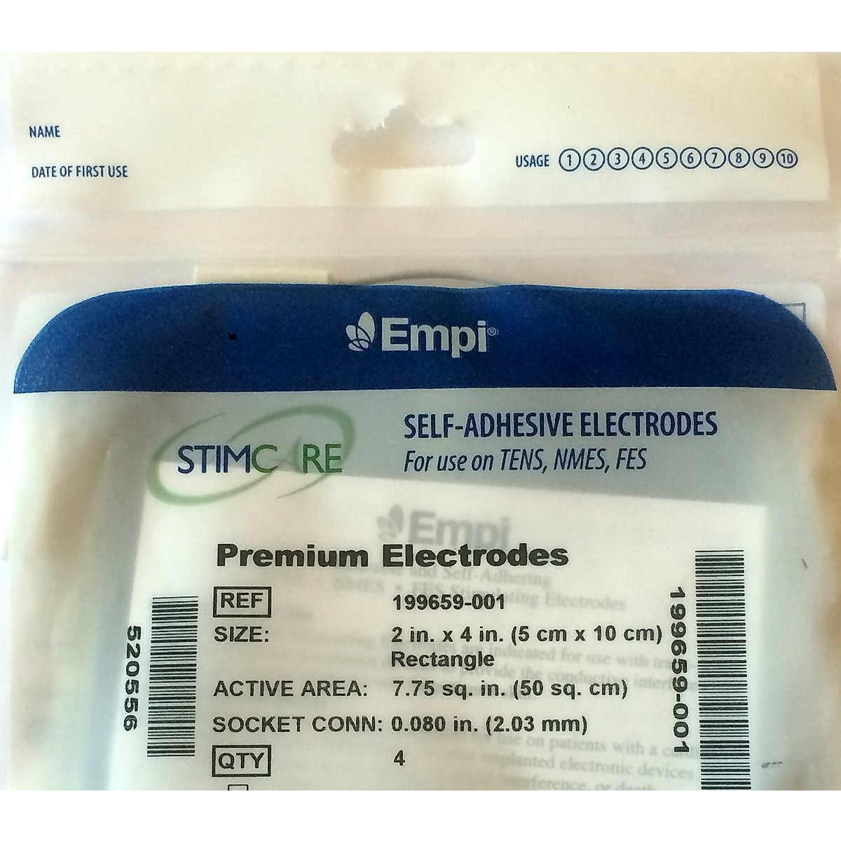 Empi StimCare Premium 2" x 4" Rectangle Electrodes 4 per Pack 199659-001