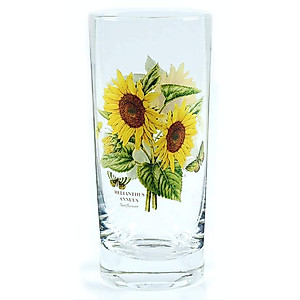 Portmeirion Botanic Garden Highball Glasses | Set of 4 Tall Drinking Glasses | Ideal for Whiskey, Juice, or Cocktails | 15 Oz Whiskey Glasses with Assorted Motifs