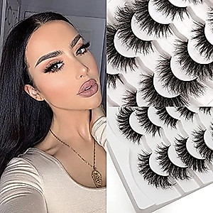 Veleasha False Eyelashes Wispy Faux Mink Lashes Fluffy Handmade Fake Eyelashes Natural Look 7 Pairs Pack Luxury Cat Eye Lashes (804)