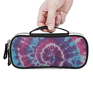 Tie Dye Printed Pencil Case Bag Stationery Pouch with Handle Portable Makeup Bag Desk Organizer