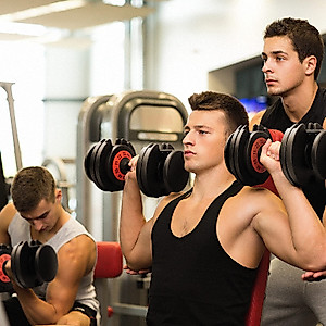 AOTOB 55 lbs (Pair) Adjustable Dumbbell Set, Dumbbells Adjustable Weights with Anti-Slip Fast Adjust Turning Handle, Dumbbell Sets Adjustable for Men and Women, Dumbbells Pair for Home Gym Exercise