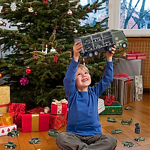 18 Pcs Military Truck with Army Men Toy Set for Boys, Mini Die-cast Battle Car in Transport Carrier Truck Playset, Army Toy Vehicle for Boy Girl Kid Toddler 8-12 Year Old Birthday Gift Party Favor