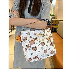 Eaokwfp Kawaii Backpack with Cute Accessories, Tote Bag Cartoon Graphic Laptop Backpack, Large Capacity Casual Travel Daypack (Bear Tote Bag)