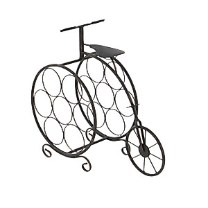 Deco 79 Metal Bike 7 Bottle Wine Rack with Scrollwork, 21" x 9" x 19", Brass