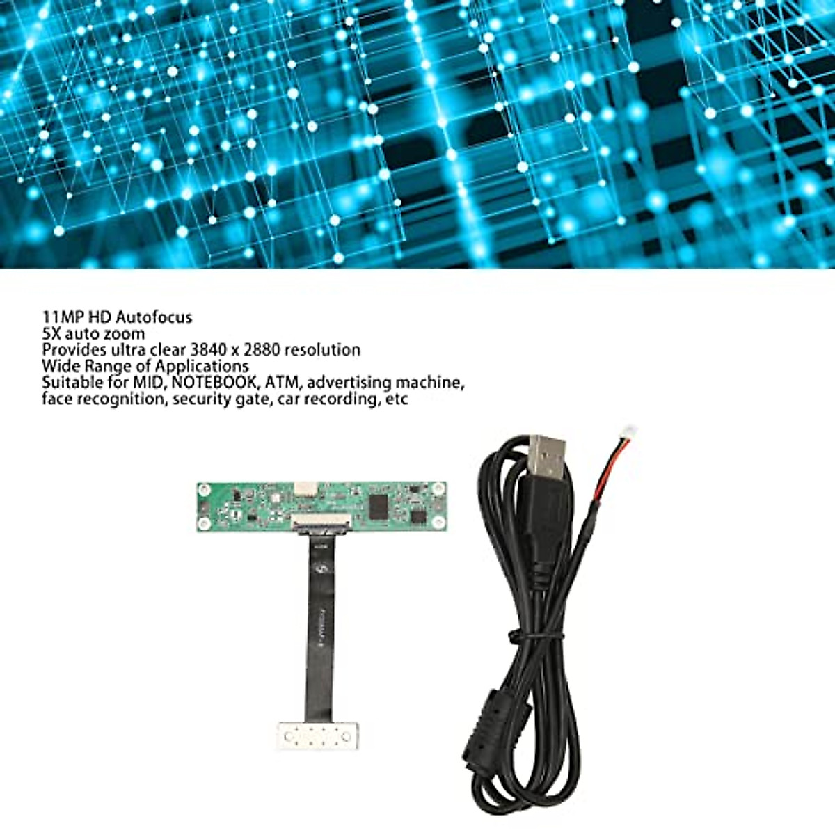 FECAMOS USB Camera Board, 11MP Autofocus Camera Module Support EPTZ 78.5 Degree Lens Plug and Play for Advertising Machine