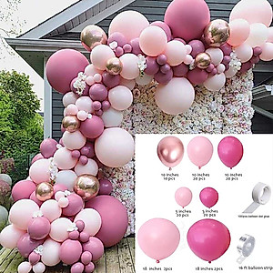 Elvaesther Rose Gold Balloon Garland Arch Kit, 98 Pcs/set DIY Balloon Garland Latex Balloons Set Sweet Girlish Style Theme Decoration for Party Wedding Baby Shower Bridal Birthday Wedding