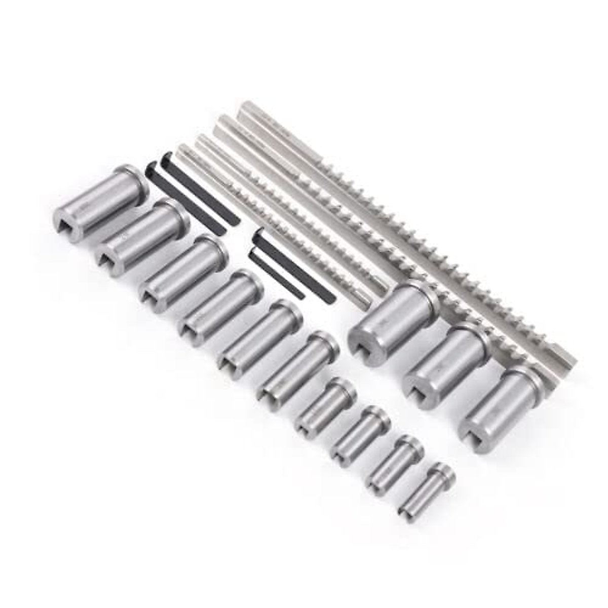 22 Piece Keyway Broach Kit Metric Size Metalworking Tool Bushing Spacer Set Bushing Metric Size 4mm B1, 5mmB1, 6mm C, 8mmC Broach with Tool Box, 13 Piece Bushing and 5 Piece Spacer Metalworking Tool