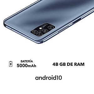 ZTE Blade V20 Smart (128GB, 4GB) 6.82", 16MP Quad Camera, 5000mAh Battery, Fingerprint & Face Unlock, GSM Unlocked US + Latin 4G LTE (T-Mobile, AT&T) International Model 8010 (Gray)