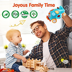 Baby Toys 12-18 Months Electronic Airplane Toys for 1 Year Old Boy Girl Gifts Musical Toys for Toddlers 1-3 Learning Educational Toys for 1 Year Old Crawling Toys Gifts for 1 2 3 Year Old Boys Girls