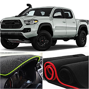 KEEGTBOX Dash Mat Cover Custom Interior Center Console Compatible with Toyota Tacoma 2016 2017 2018 2019 2020 2021 2022 Dashboard mat Cover Accessories (Red Rim)