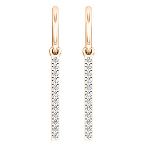 Dazzlingrock Collection 0.25 Carat (ctw) Round White Diamond Vertical Bar French Wire Dangle Earrings for Women in 14K Rose Gold