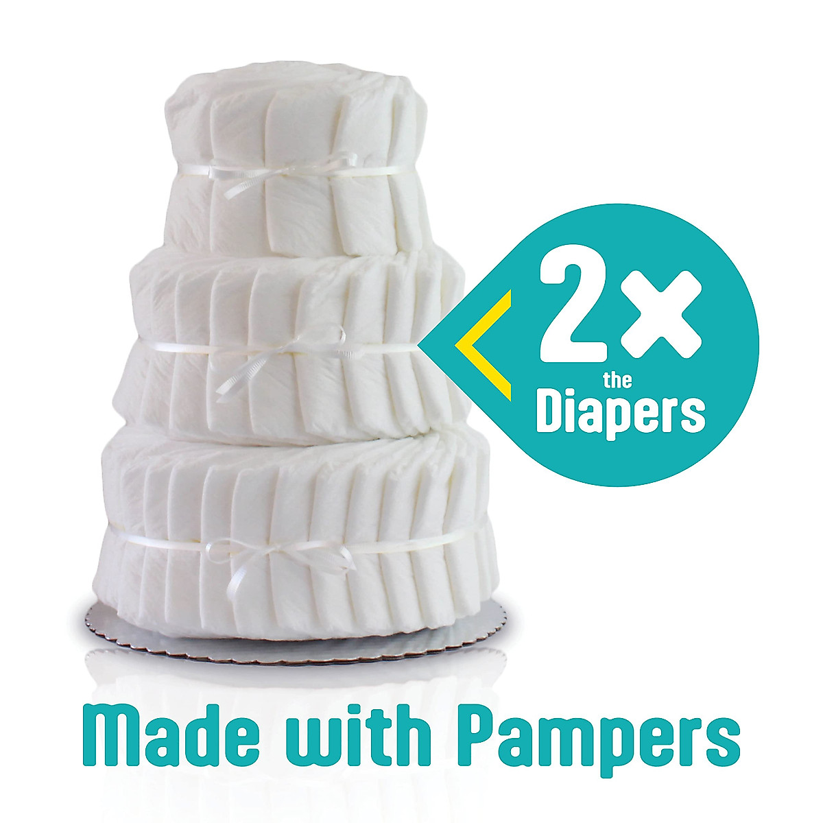 Decorate It Yourself 3 Tier Plain Diaper Cake-60 Diapers
