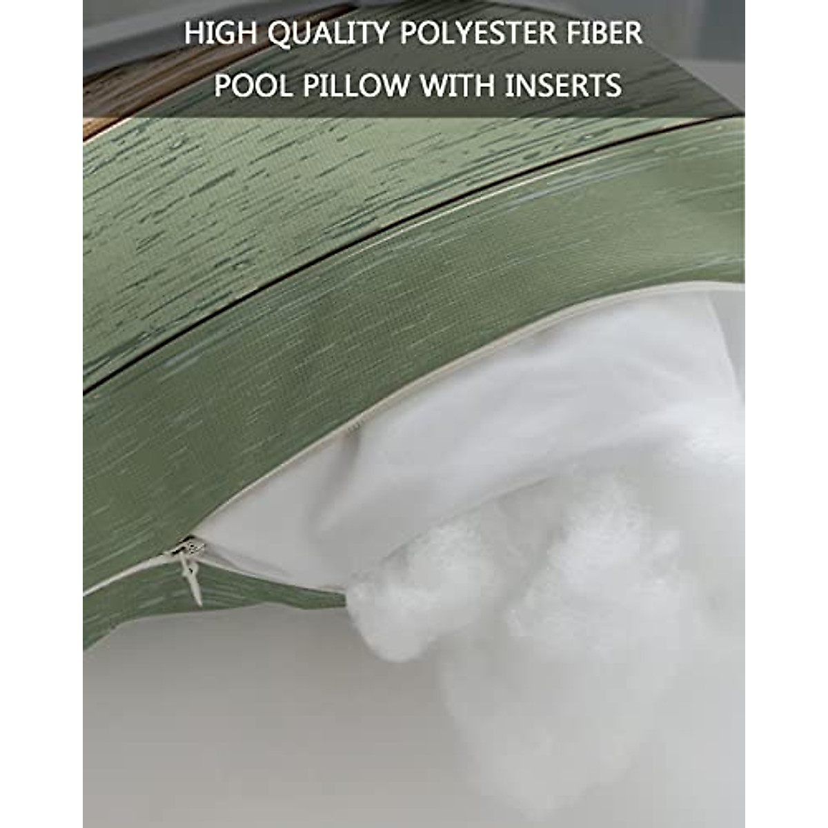 Recliner Head Pillow Ledge Loungers Chair Pillows with Insert Vintage Sage Green Brown Wood Grain Farm Lumbar Pillow with Adjustable Strap Outdoor Waterproof Patio Pillows for Beach Pool, 2 PCS