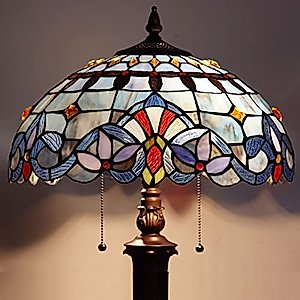 Capulina Tiffany Floor Lamp 2-Light 16" Wide Traditional Art Style Standing Lamp for Living Room Bedroom