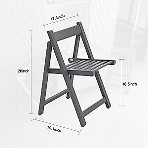 FUNROLUX Folding Dining Chair 2 Pack Grey Wooden Foldable Chairs Suitable for Event Party Garden Kitchen Table Chair 268LB Weight Capacity (Grey)