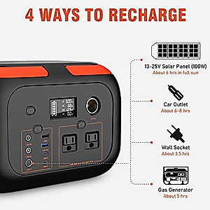 296Wh 600W Portable Power Station with 60W Solar Panel, Solar Generator Outdoor Backup Battery Supply with AC Outlet for Tent Camping, Home Emergency, Traveling, RV Trip