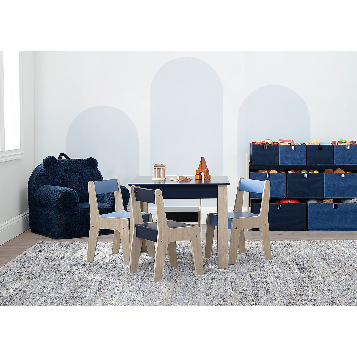 GAP GapKids Table and 4 Chair Set - Greenguard Gold Certified, Navy/Natural