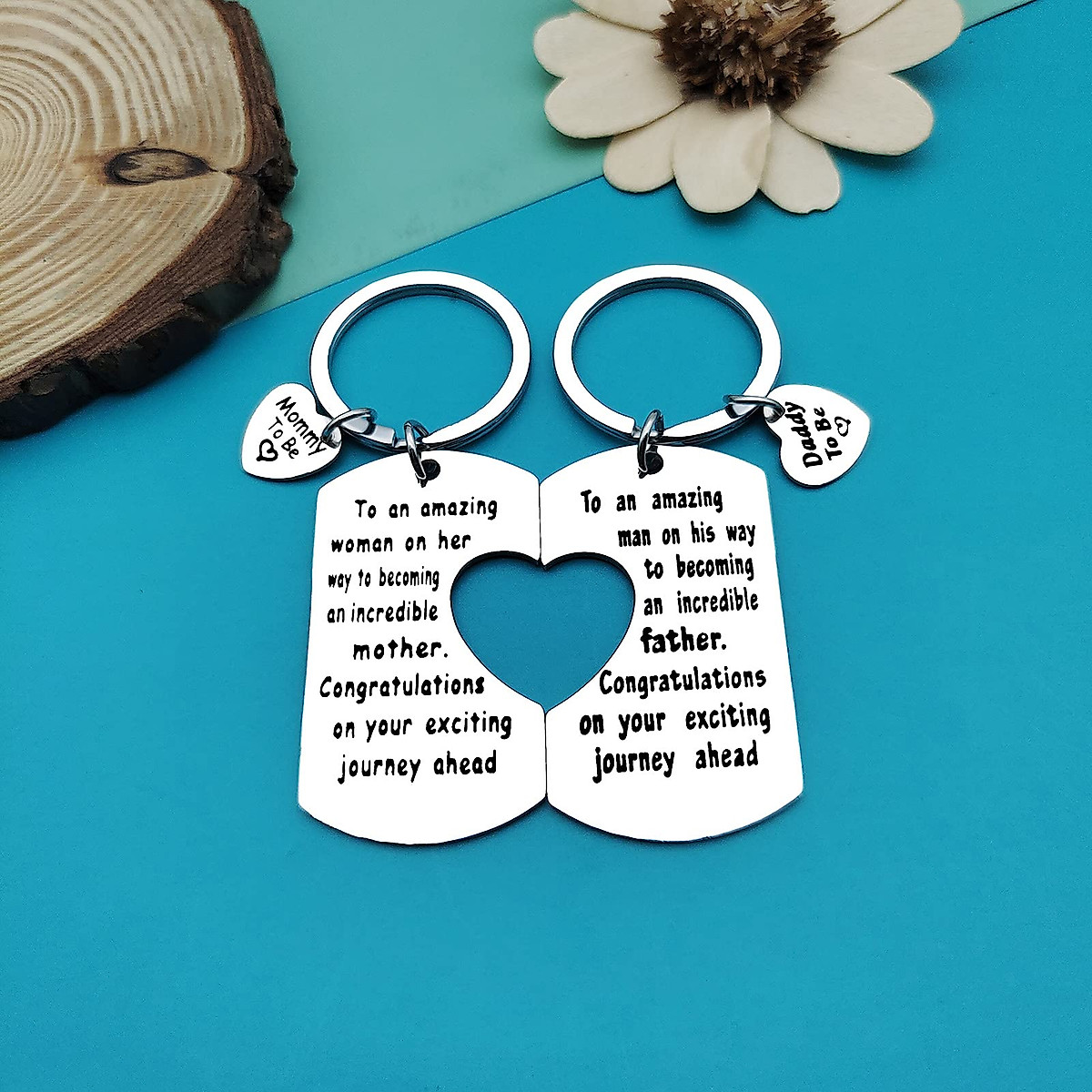 Mom to Be Gifts Daddy to Be Keychain Set Pregnancy Announcement Gift Baby Announcement Jewelry Gift Parents to Be Gift New Dad First Time Mom Keyring Gifts Future Mother Father Gift New Parents Gifts