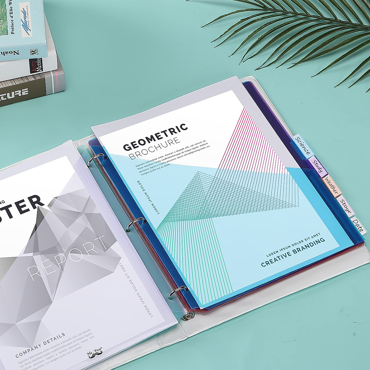 Mr. Pen- Binder Dividers with Pockets and Tabs, 8 Pack, Pocket Dividers for 3 Ring Binder with Tabs, Binder Dividers with Pockets, Dividers with Pockets, Binder Divider, Plastic Dividers with Pockets